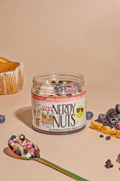 Berry Almond Cake Bar Almond Butter Treat | Nerdy Nuts
