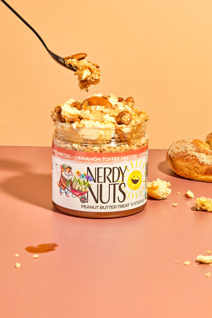 Cinnamon Toffee Pretzel Peanut Butter Treat | Nerdy Nuts