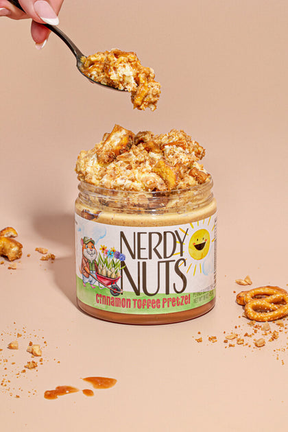 Cinnamon Toffee Pretzel Peanut Butter Treat | Nerdy Nuts